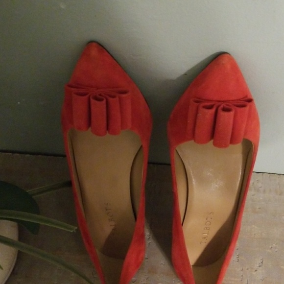 Talbots | Shoes | Talbots Red Suede Bow Front Kitten Heel | Poshmark